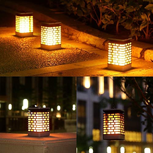 Zhenmu home Waterproof LED Solar Flame Garden Light Wall Light Outdoor Stair Lighting Safety Light Candle Hanging Solar Lantern
