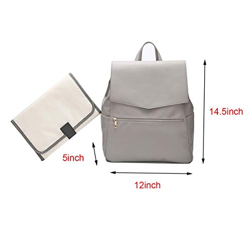 Diaper Bag Backpack, Maternity Baby Changing Bags, PU Leather Nappy Backpack Baby Diaper Bag Large Capacity and Waterproof (Grey) …