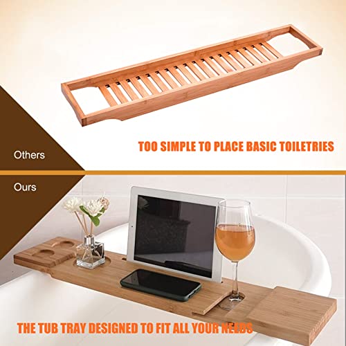 JGQGB Bathtub Tray Spa Bathtub Caddy Organizer Rack Book Wine Tablet Holder Bottom Bath Tub Tray Bridge Shelf