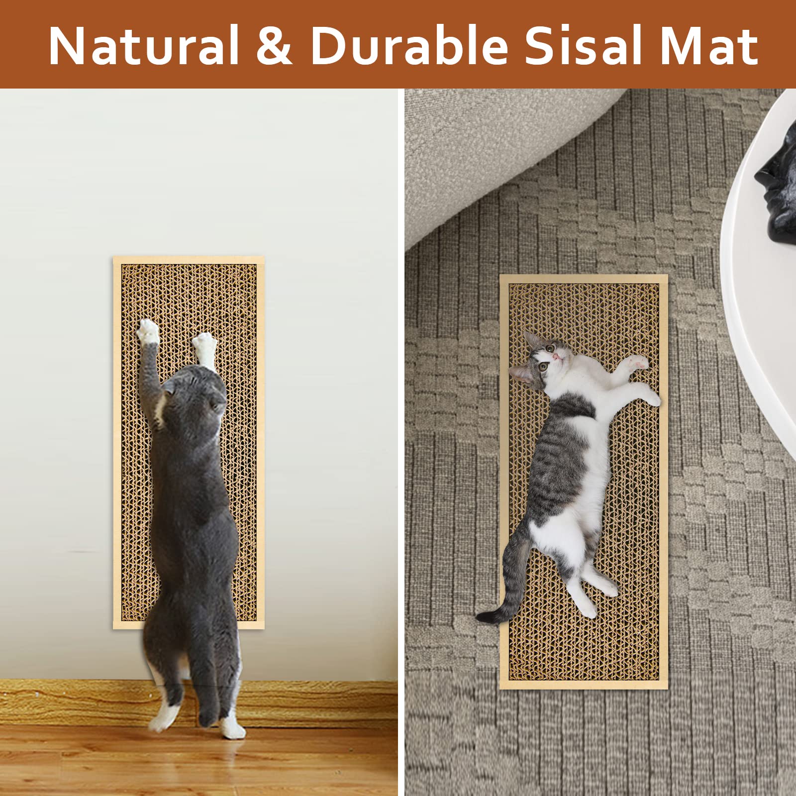 HappyFreeSX Splicing Cat Scratch Pad: Cat Scratchers for Indoor Cats and Kitten, 2 Pack Cat Scratching Pad, Cat Scratcher Cardboard, Cat Scratching Pad, Premium Scratch from Cats, Double-Sided Design