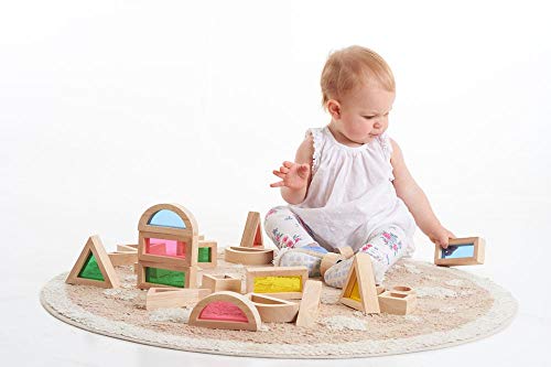 TickiT Rainbow Blocks - Set of 24 - Sensory Blocks for Toddlers Aged 12M+ - Colorful Montessori Stacking Shapes - First Building Blocks