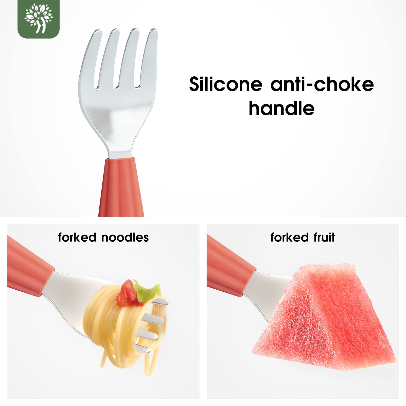 Hippywell Toddler Utensils, 6PCS Toddler Forks and Spoons Set, Kids Silverware Set with Silicone Anti-Choke Handle, Self-Feeding Toddler Utensils, Children Safe Flatware, Green/Khaki/Blue