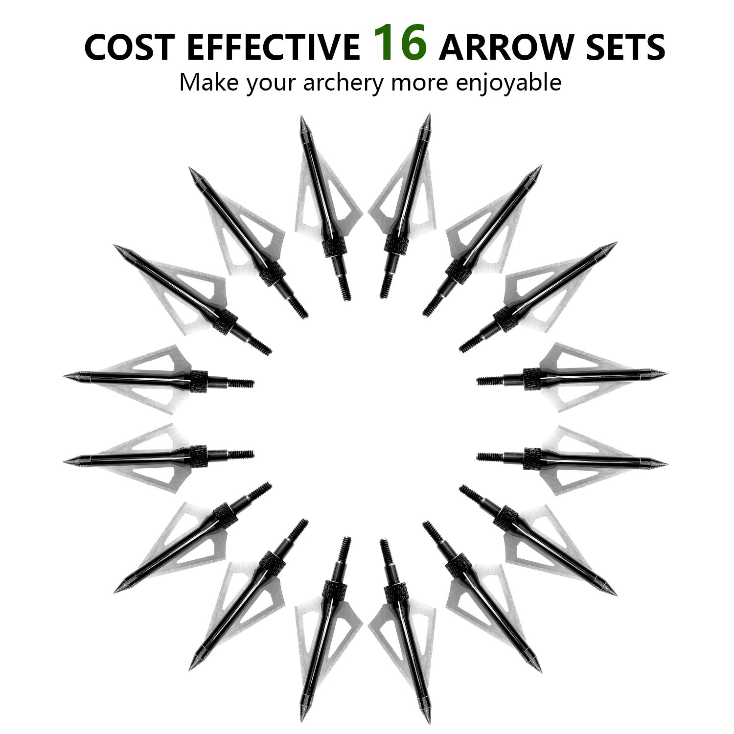 EONACTVE Broadheads 100 Grain - Crossbow Broadheads 24PK 3 Blades Arrow Tips Archery Broadheads for Hunting and Shooting Game, Pack with Storage Case