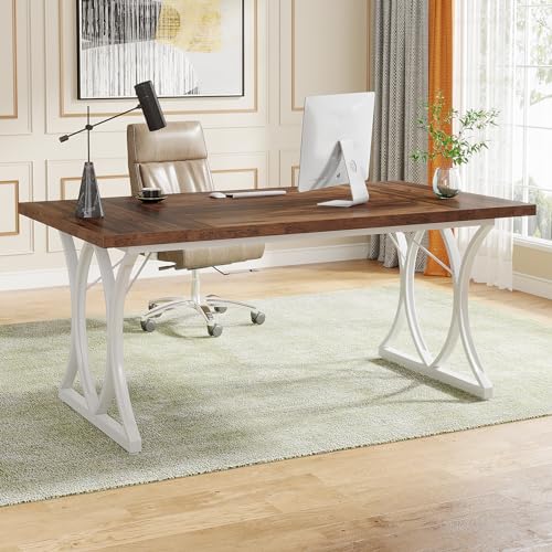 LITTLE TREE 63 β Dx31βW x 30β H Executive Desk, Farmhouse Large Computer Home Office Desk, Small Conference Room Table for 4-6 Person