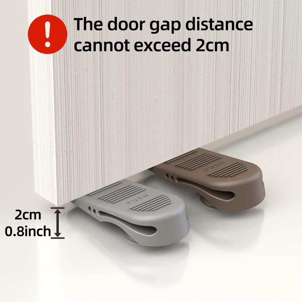 Evka Door Stoppers, Premium Rubber Door Stop Wedge with Suction Cup, Convenient Storage Without Adhesive Tapes and Drilling. (Grey, 2PCS)