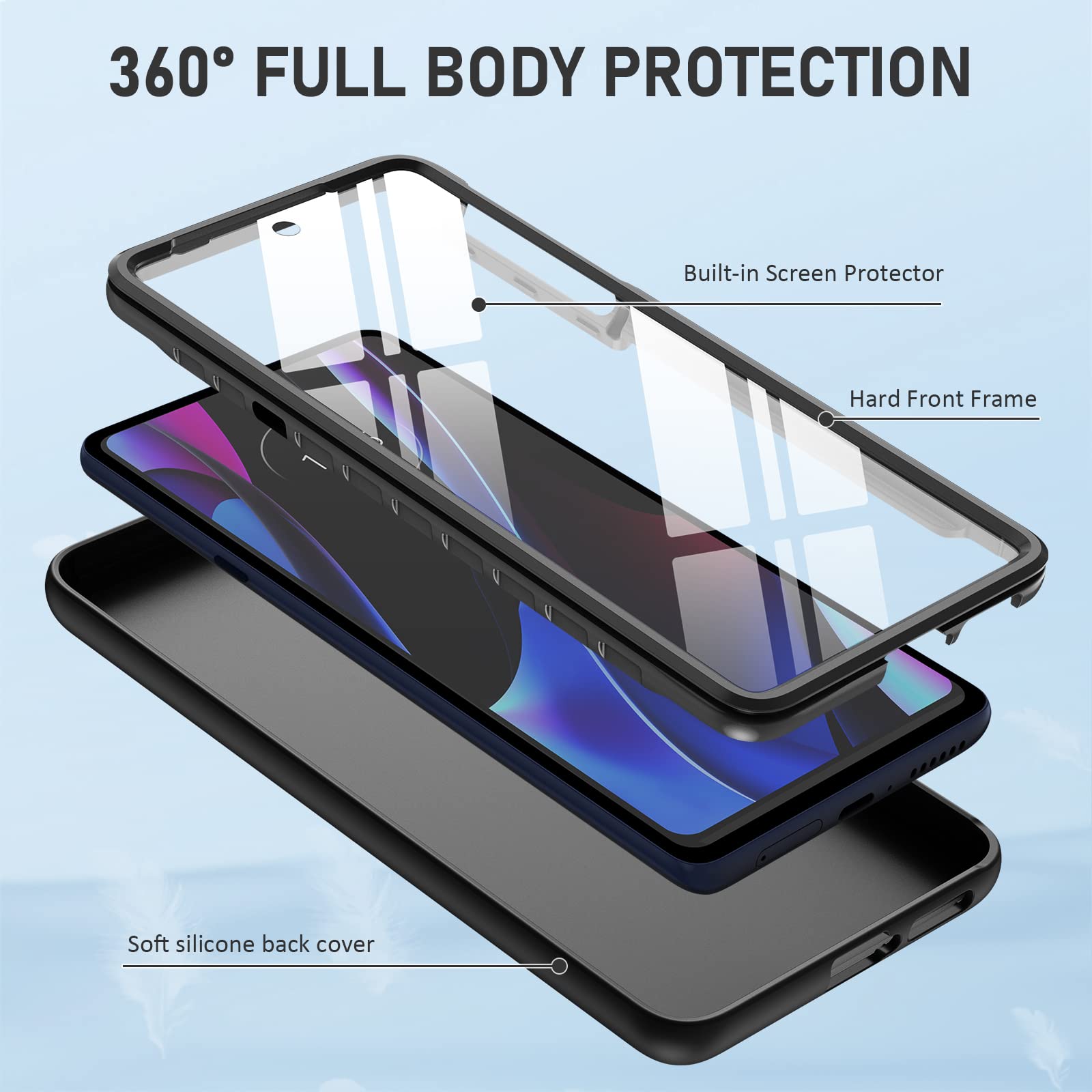 for Motorola Edge Plus 2022 Case: Moto Edge Plus 5G UW 2022 Case - Silicone Shockproof Phone Cover Slim Rugged Full Protection Case - Tough Drop Proof Bumper (Black) ๐๐๐ ๐๐ค๐ง ๐๐๐๐ ๐ฎ๐ฌ๐ฎ๐ญ