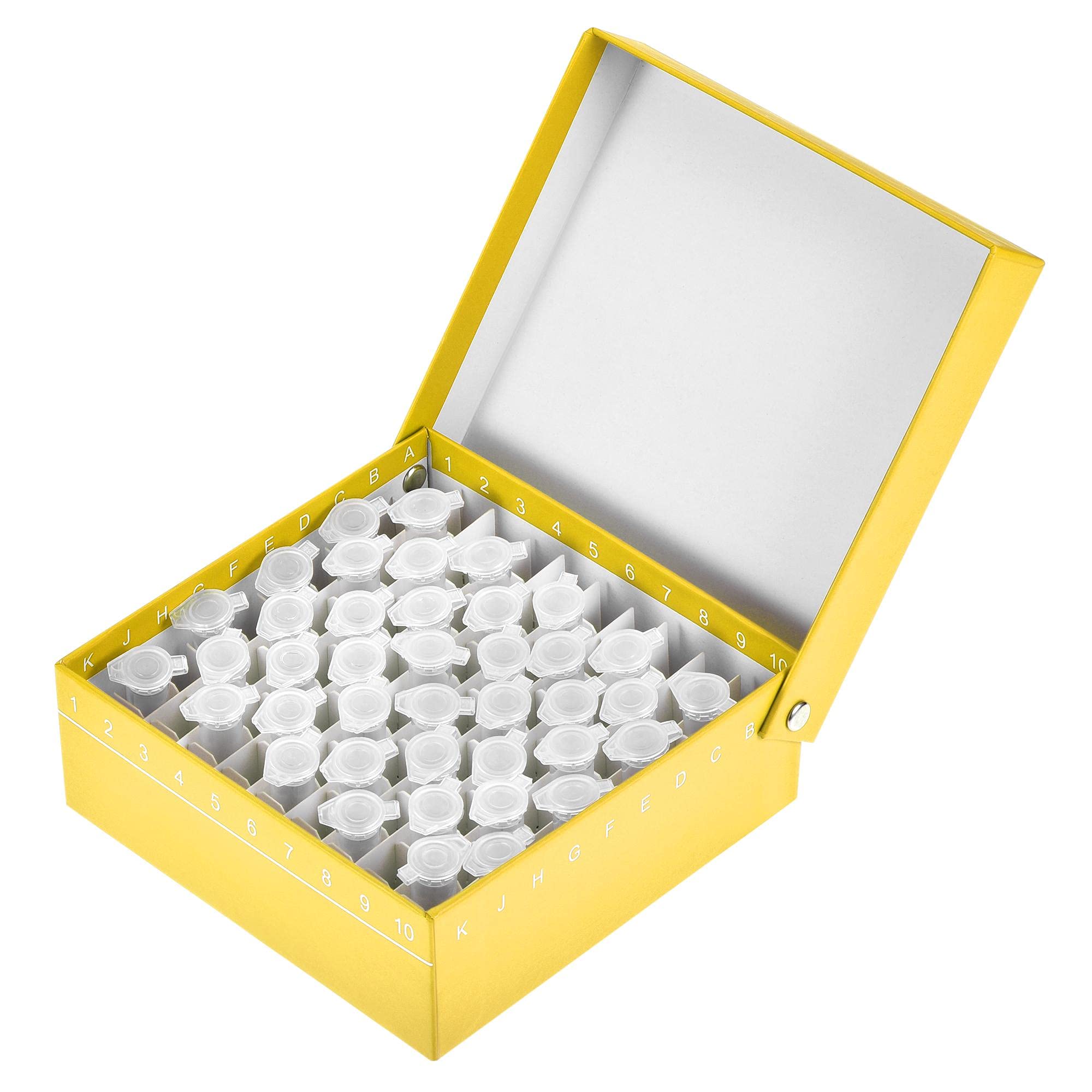 uxcell Centrifuge Tube Freezer Storage Box 100-Well Waterproof Cardboard Holder Yellow for 1.5/1.8/2ml Micro Centrifuge Tubes