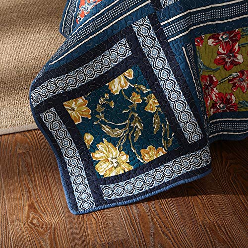DECMAY Quilts Queen Size Sets - 100% Cotton Queen Bedspreads, Handmade Real Patchwork Quilts for All Season, Lightweight Country Quilt Sets with 2 Pillowcase