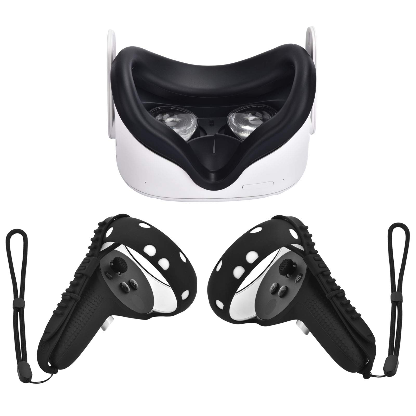XIAOGE Controller Accessories for Quest 2 with Face Cover Combo, VR Headset Accessory Sweatproof Anti Collision
