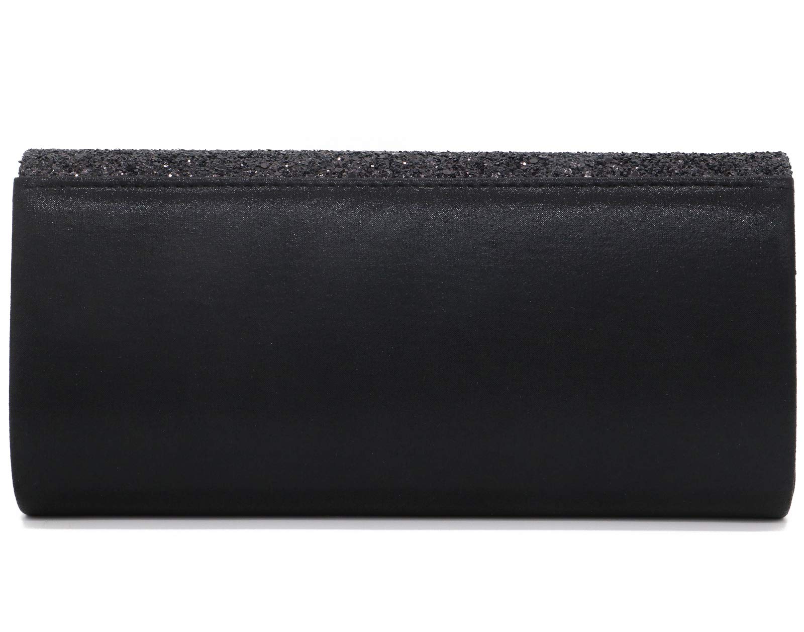 ZIUMUDY Sparkly Glitter Evening Envelop Clutches Shoulder Chain Bags Bridal Wedding Clutch Purse Wallet (Black)