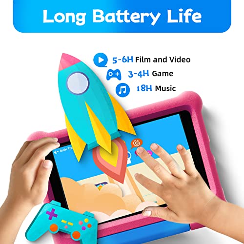 G-TiDE Kids Tablet, 8 inch Tablet for Kids, 5100mAh Big Battery, 2GB+32GB Learning Tablets, 5MP Dual Camera, Fun Kids App - KLAP, Parental Controls, Screen Protector, Toddler Tablets Case, Pink