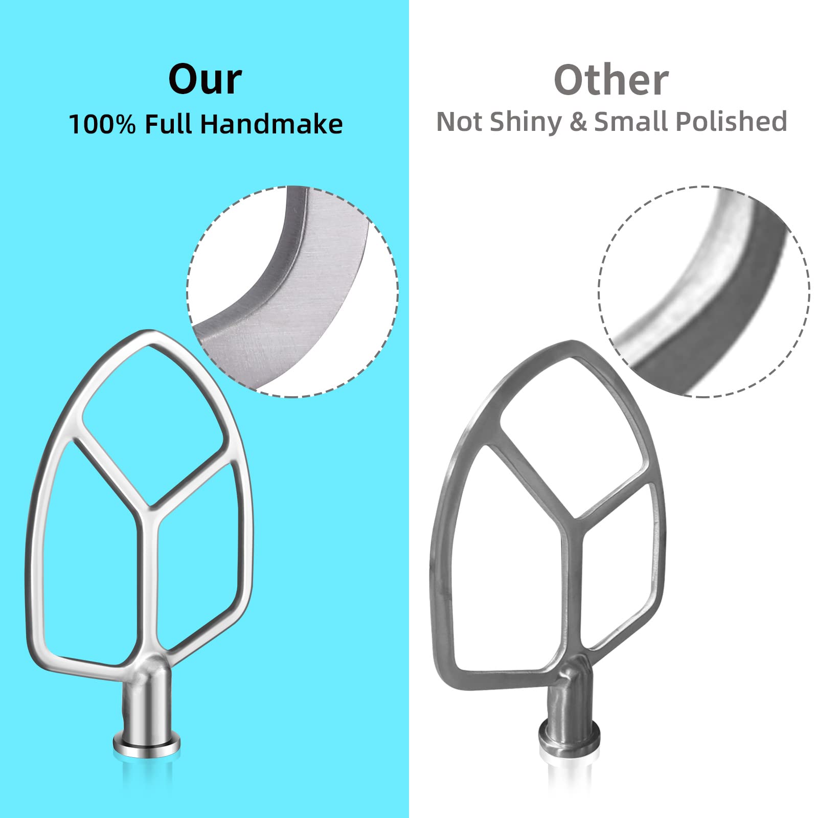 Gdrtwwh Stainless Steel Flat Beater Attachment for KitchenAid 5 & 6-Quart Bowl-Lift Mixer,for Baking - Pastry, Pasta Dough, Mixing Accessory(Dishwasher Safe)