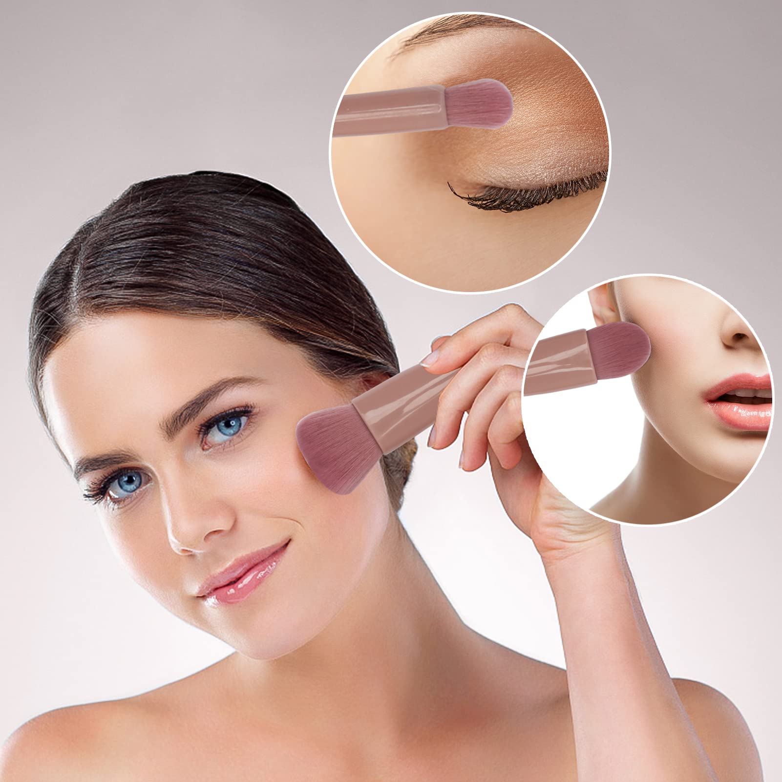 GoodSing Travel Makeup Brush Set, 5PCS Makeup Brushes and A Portable Cosmetic Brush Case With Mirror, Face Eyeshadow Brush For Foundation Powder, Blush Pink