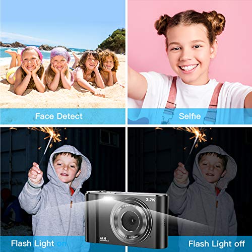 Digital Camera 2.7K 44MP Camera, VAFOTON 2.8" LCD Rechargeable Mini Compact Pocket Camera with 16X Zoom for Adult Seniors Students Kids Beginner