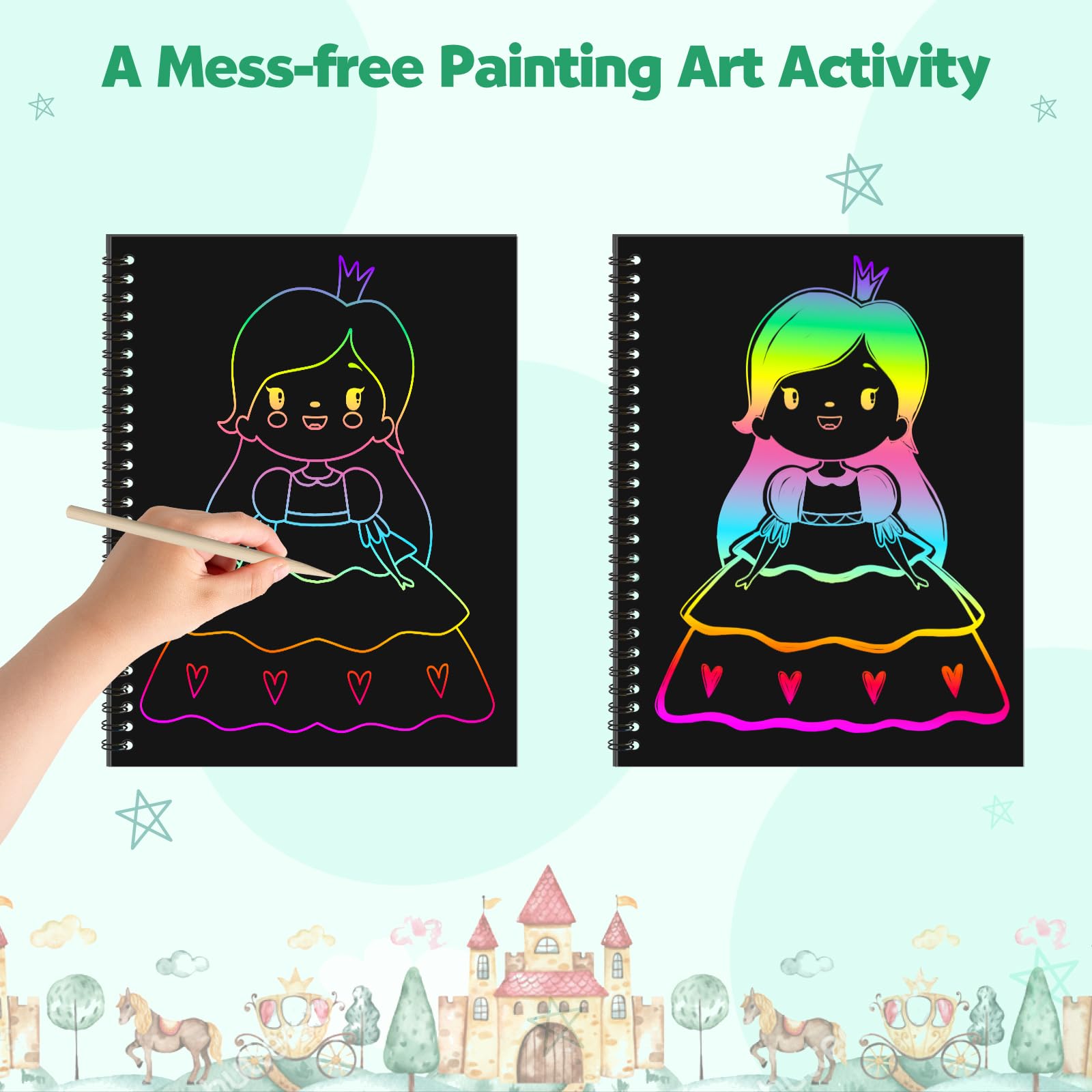 ZMLM Scratch Paper Art Craft Gift: 2 Pack Rainbow Scratch Set for Kids Drawing Coloring Craft Black Magic Art Supplies Kits Easter Basket Stuffers for Girls Boys Birthday Valentines Day Toys