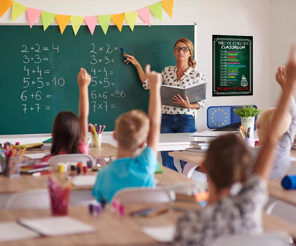 XJF Classroom Rules Poster,12" x 18" Motivational Classroom Poster,Back to School Classroom Decorations,When You Enter This Classroom Poster,Motivational Poster for Kindergarten,Elementary,High School