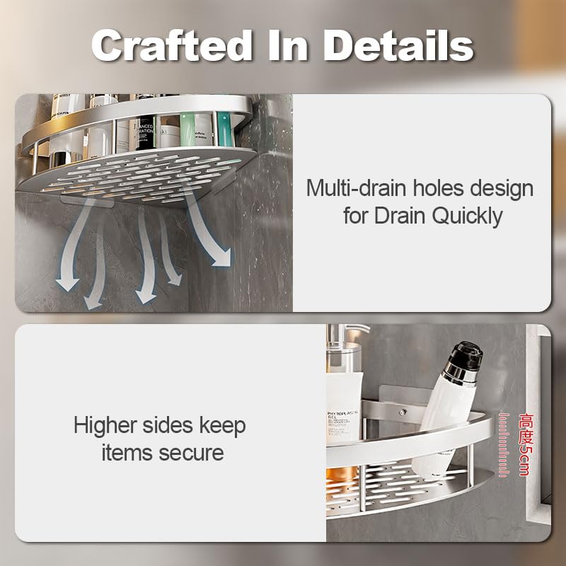 Kysren Bathroom Shower Caddy Corner: 2 Pack Shower Shelves, Sturdy Bathroom Organizers Wall Adhesive No Drilling, Shower Accessories Storage Holder