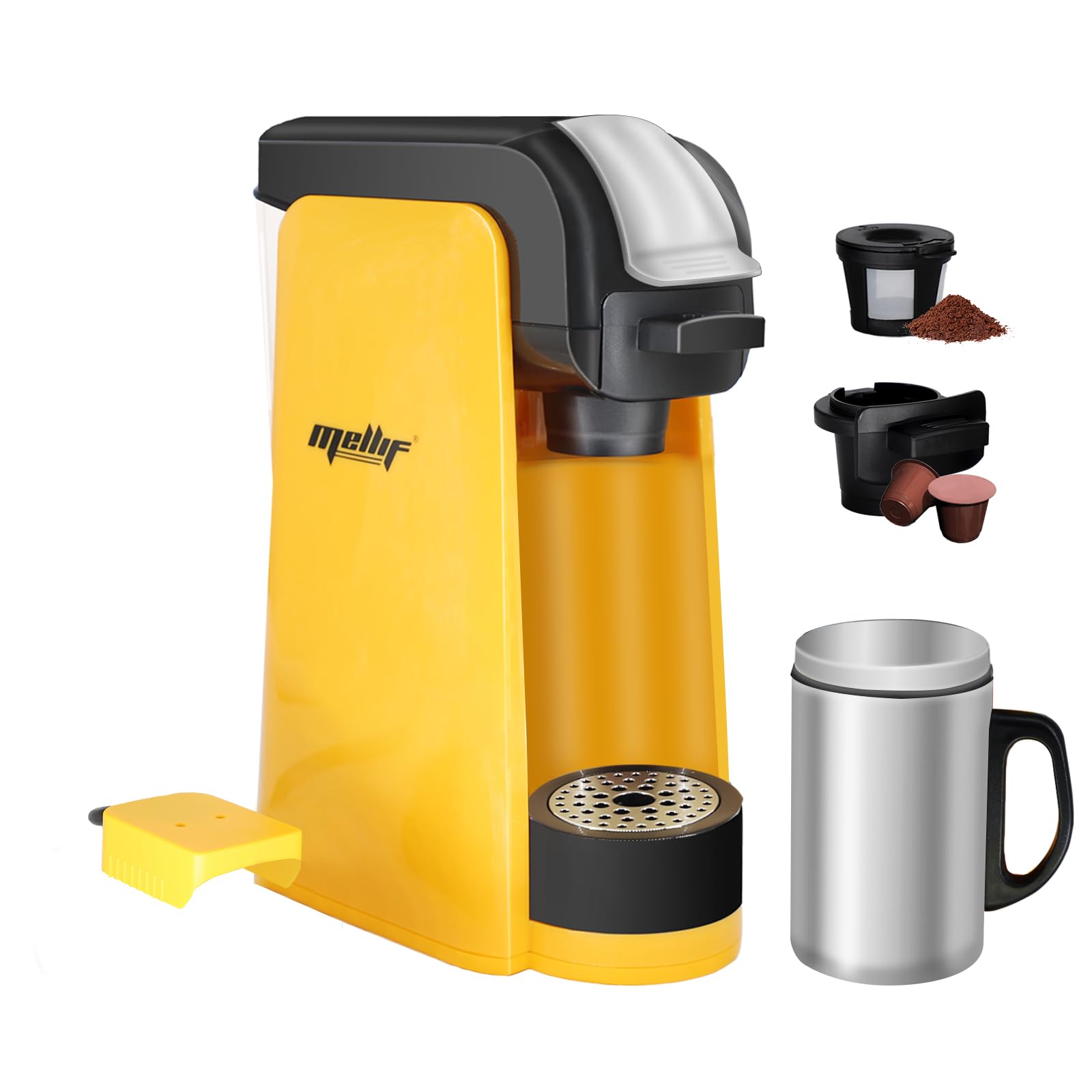 Mellif Cordless Coffee Maker Compatible with 20V Battery(Tool Only), Portable Single-Serve Brewer Coffee Machine for K-Cup Pods and Ground Coffee, Coffee Brewer for Outdoor Camping, Travel