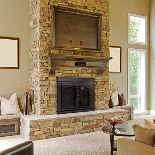 Pleasant Hearth FN-5700 Fenwick Fireplace Glass Door, Oil Rubbed Bronze, Small