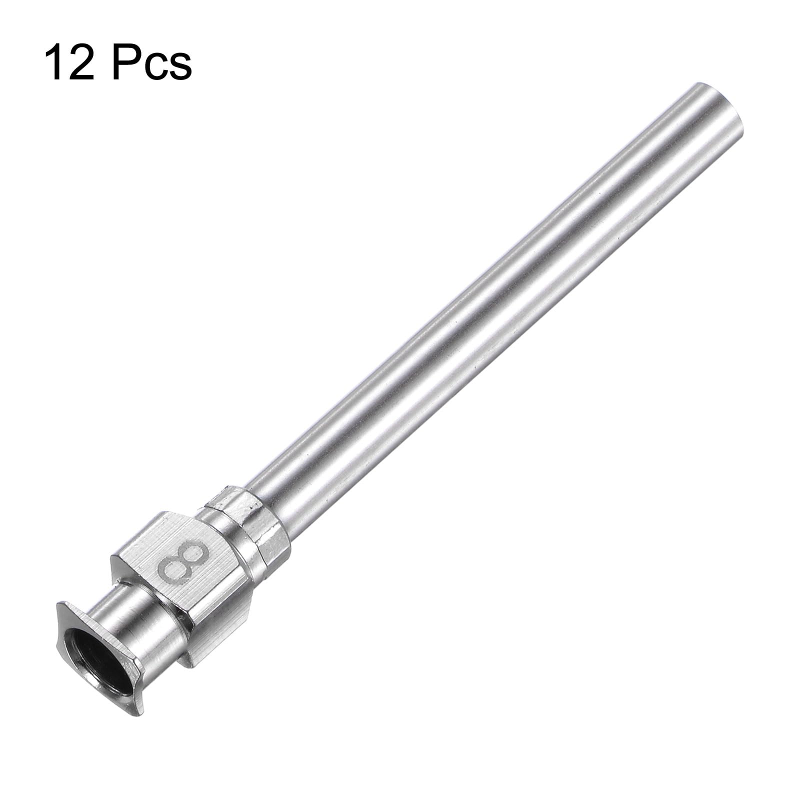 HARFINGTON 12pcs 8Gauge Stainless Steel Dispensing Needles, 1 1/2" All Metal Glue Needle Tube Blunt Tips Luer Lock for Thick Liquids, Ink, Glue, Lab Use