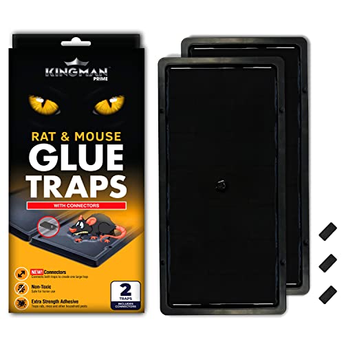 Kingman Prime Rat Mouse Rodent Pest Glue Trap (Large Size) Tray Heavy Duty (5 Pack/ 10Traps) with Connectors