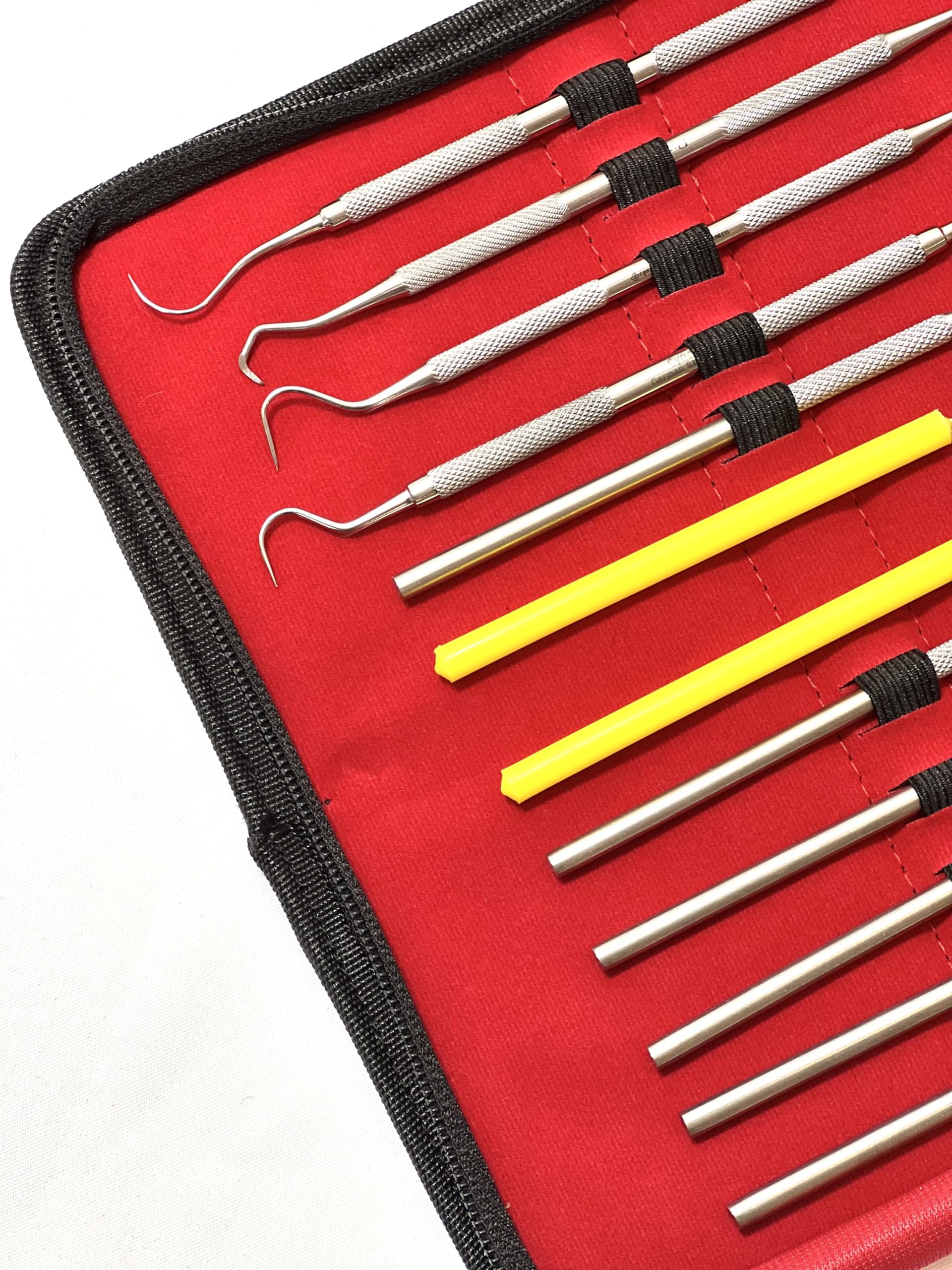 Premium Set of 12 Stainless Steel Precision Micro Probe Set Combo-Straight, Single, Short Double, Long Double, Triple and Hook Tips -Pick Tool Set 5.5"(14CM) (Set of 5 Each)