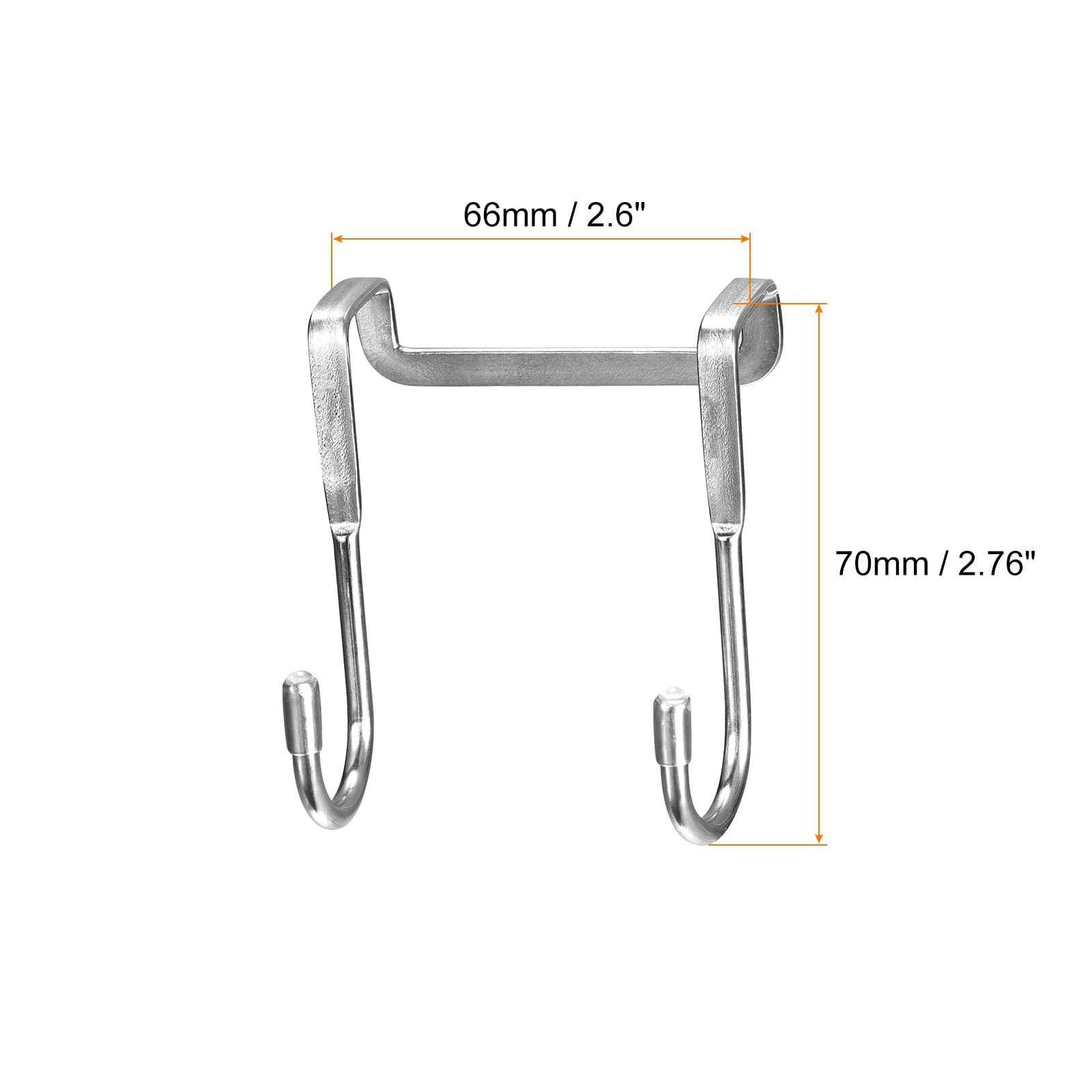 HARFINGTON Over Cabinet Drawer Hooks, 2 Pack S-Shape Extended Stainless Steel Double Hanging Hooks for Bathroom Kitchen Door, Silver Tone