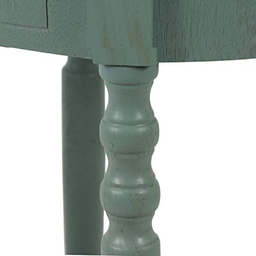 Decor Therapy Simplify Oval Wood Shelf Accent Table, 18.31 in x 22.05 in x 8.07 in, Antiqued Iced Blue