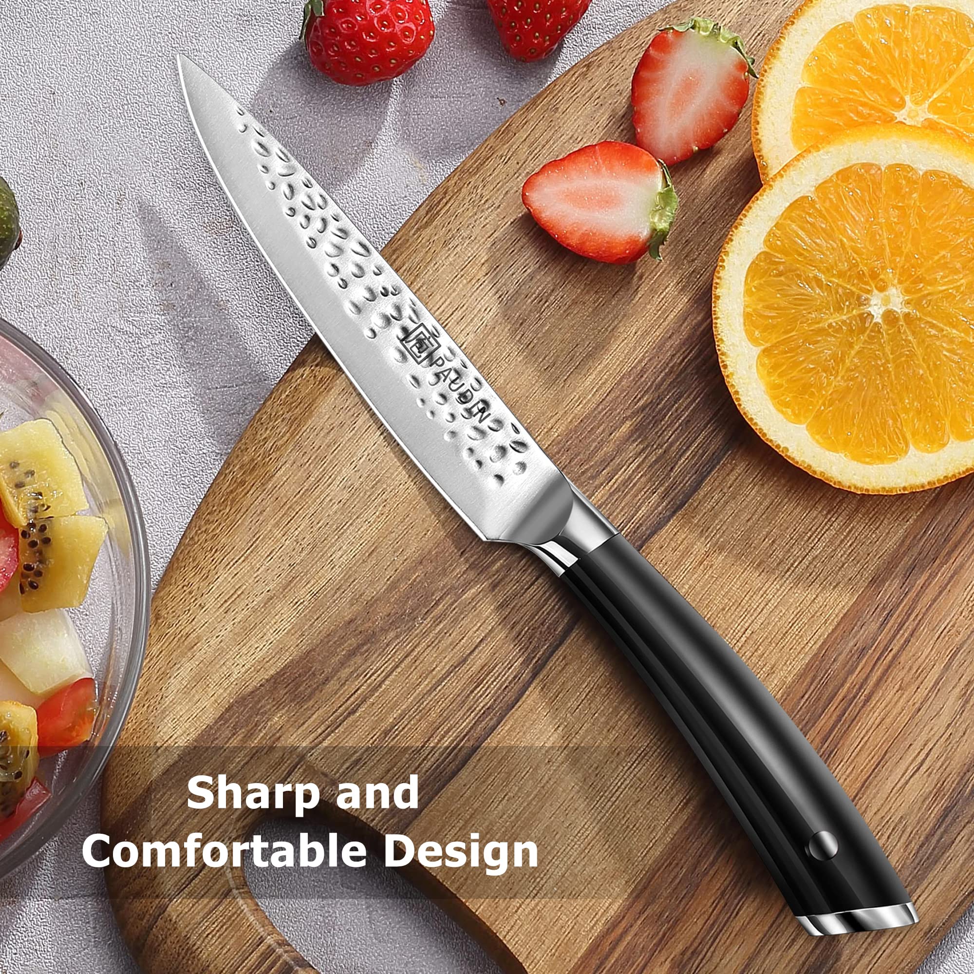 PAUDIN Utility Knife Kitchen, Sharp Chef Knife 5 Inch Small, Paring Knife, High Carbon Stainless Steel Kitchen Utility Knife with ABS Handle, Small Kitchen Knife for Home and Restaurant