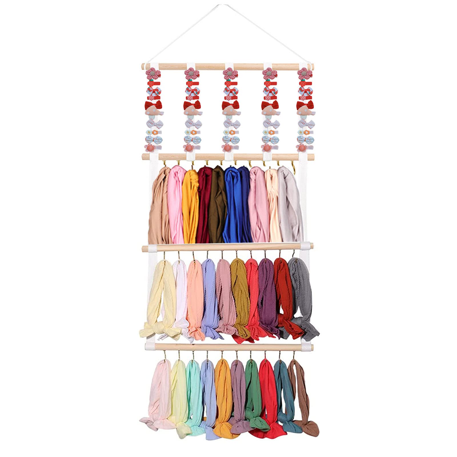 Headbands Holder, Hair Bows Organizer for Girls Hair Accessories Storage Hanging Display Stand for Wall Room Nursery Decor