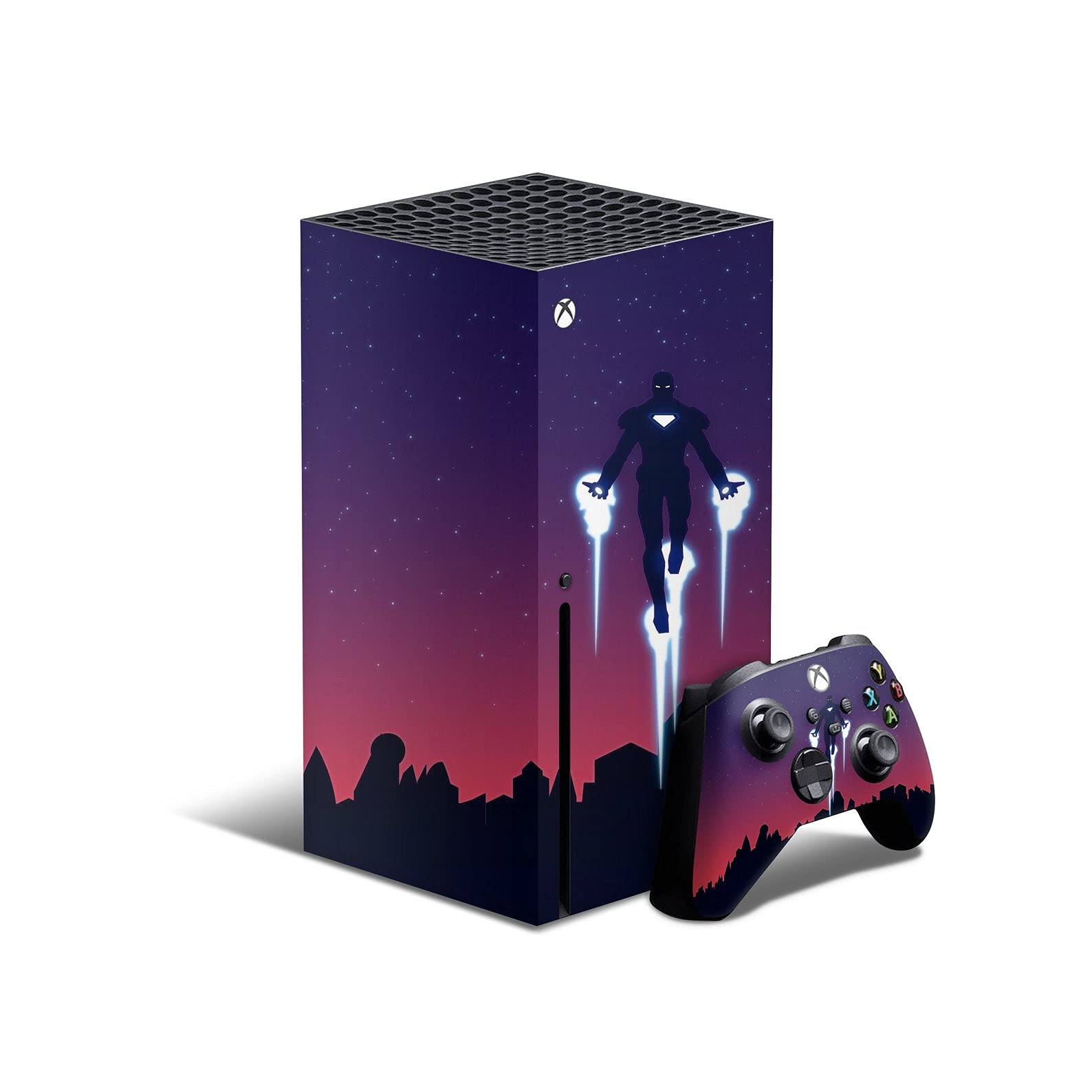 ZOOMHITSKINS Compatible with X1 Series X, Power Hero Speed Neon Light City Night Purple Sky, Durable, Bubble-Free, Made in USA