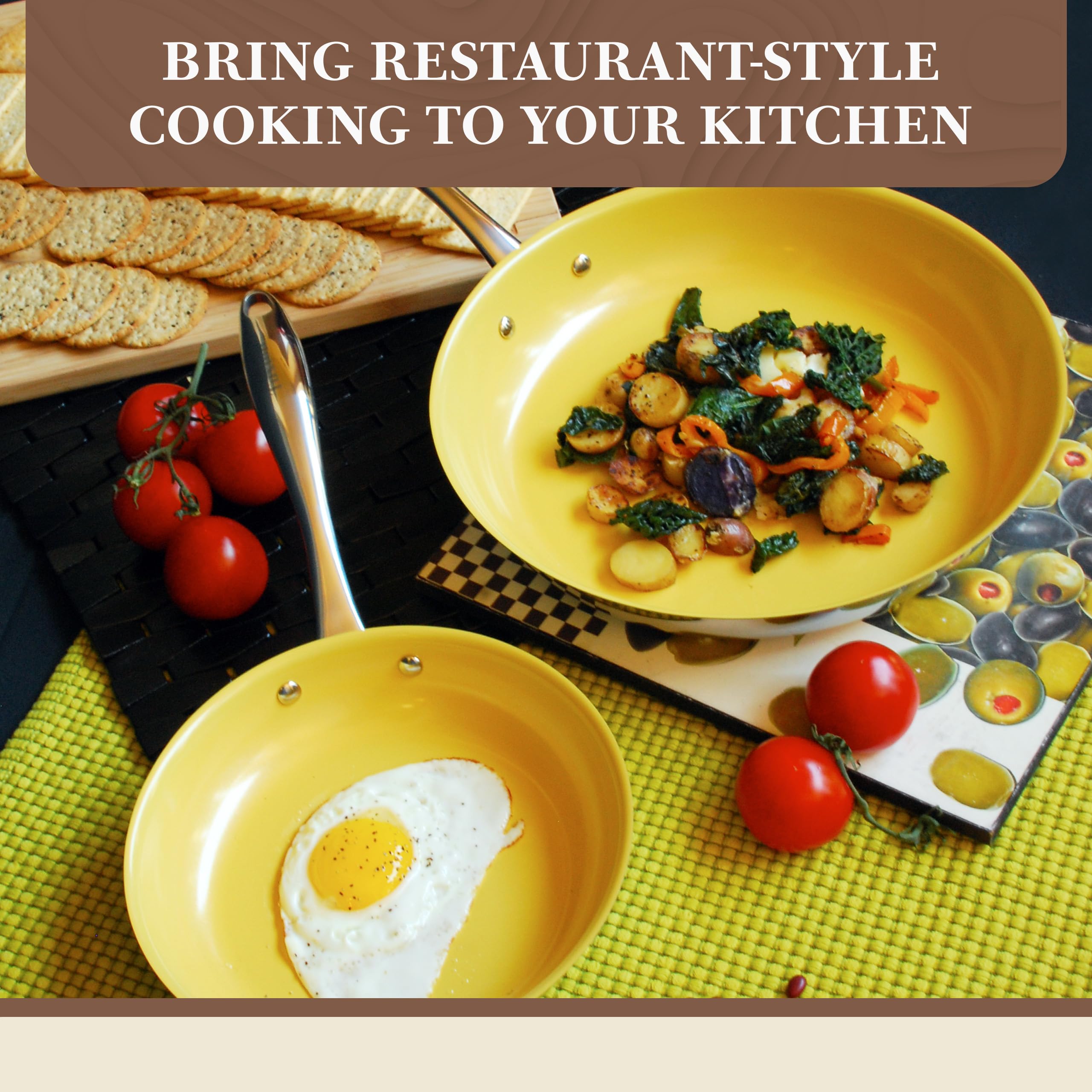 Non Stick Frying Pans Tuxton Concentrix 2pc Stainless Steel Pan Set - Stove & Oven Compatible 8 & 11in Ceramic Frying Pan with Riveted Handles Cobalt Blue