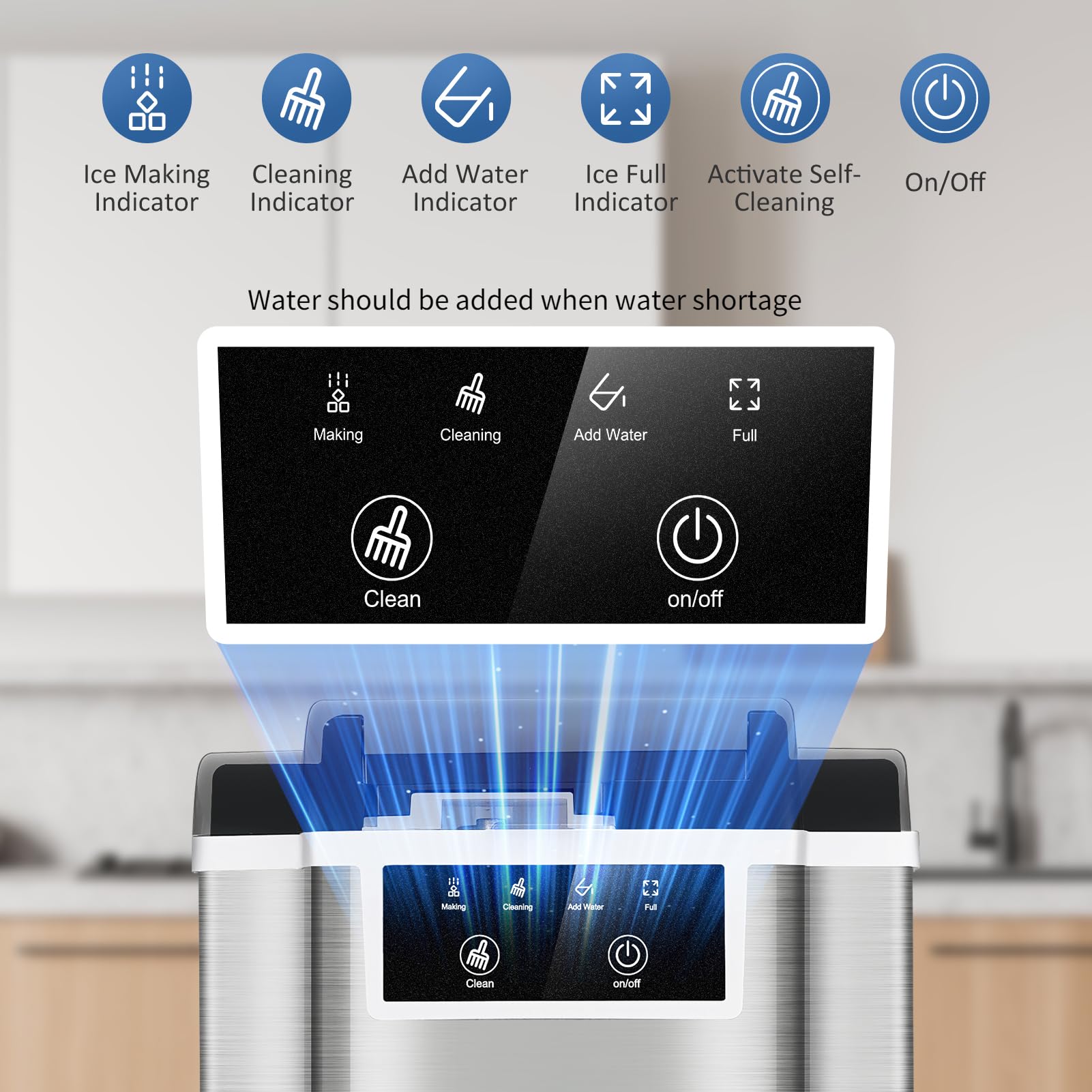 JINJUNYE Nugget Ice Maker Countertop, 38LBS/Day, Self Cleaning, Soft Chewable Pellet Ice Machine, Portable Crushed Ice Makers for Home, Kitchen, Stainless Steel