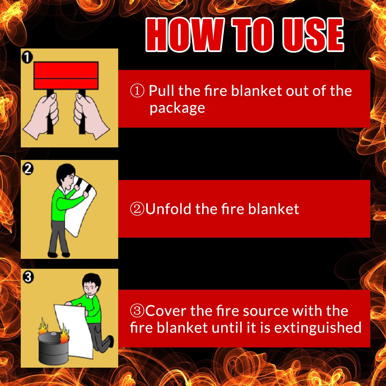 Jerify 4 Pack Fire Blanket for Home Emergency Fire Blanket 47 x 47 Inch Kitchen Fire Suppression Blanket Fiberglass Fire Blanket Flame Retardant Protection and Heat Insulation (Red)