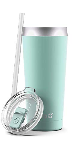 Ello Beacon Vacuum Insulated Stainless Steel Tumbler with Slider Lid and Optional Straw, 24 oz, Yucca