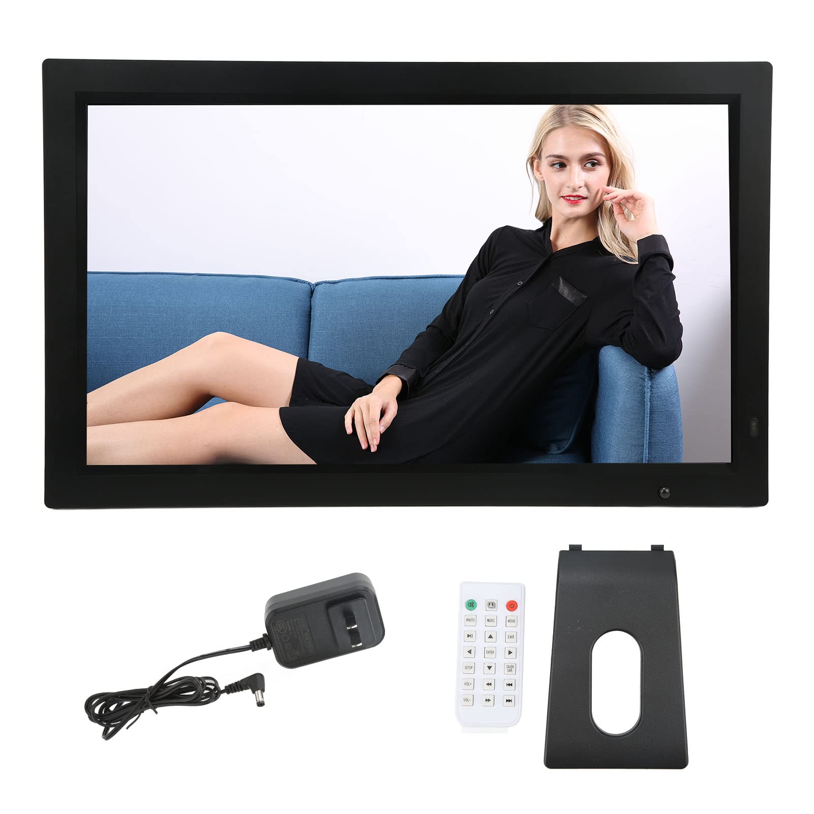 Digital Photo Frame, 1080P Slideshow 22 Inch Photo Display Screen Multifunctional Human Body Induction Black with Dormitory Support (US Plug)