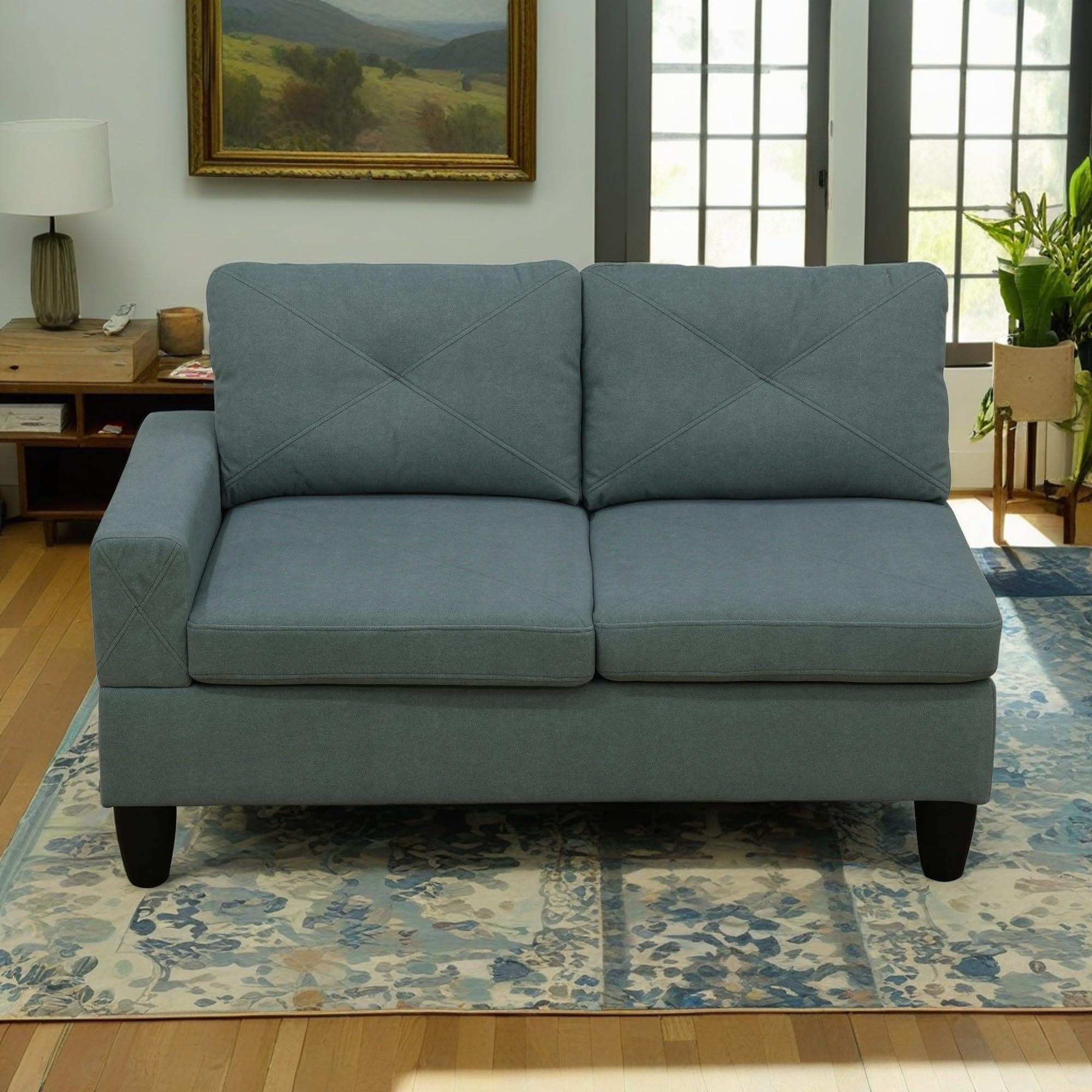 MODCART 96" 4-Piece Sectional Sofa Set, L-Shaped Upholstered Corner Couch with 2 Pillows, for Living Room, Apartment, Bedroom, Office