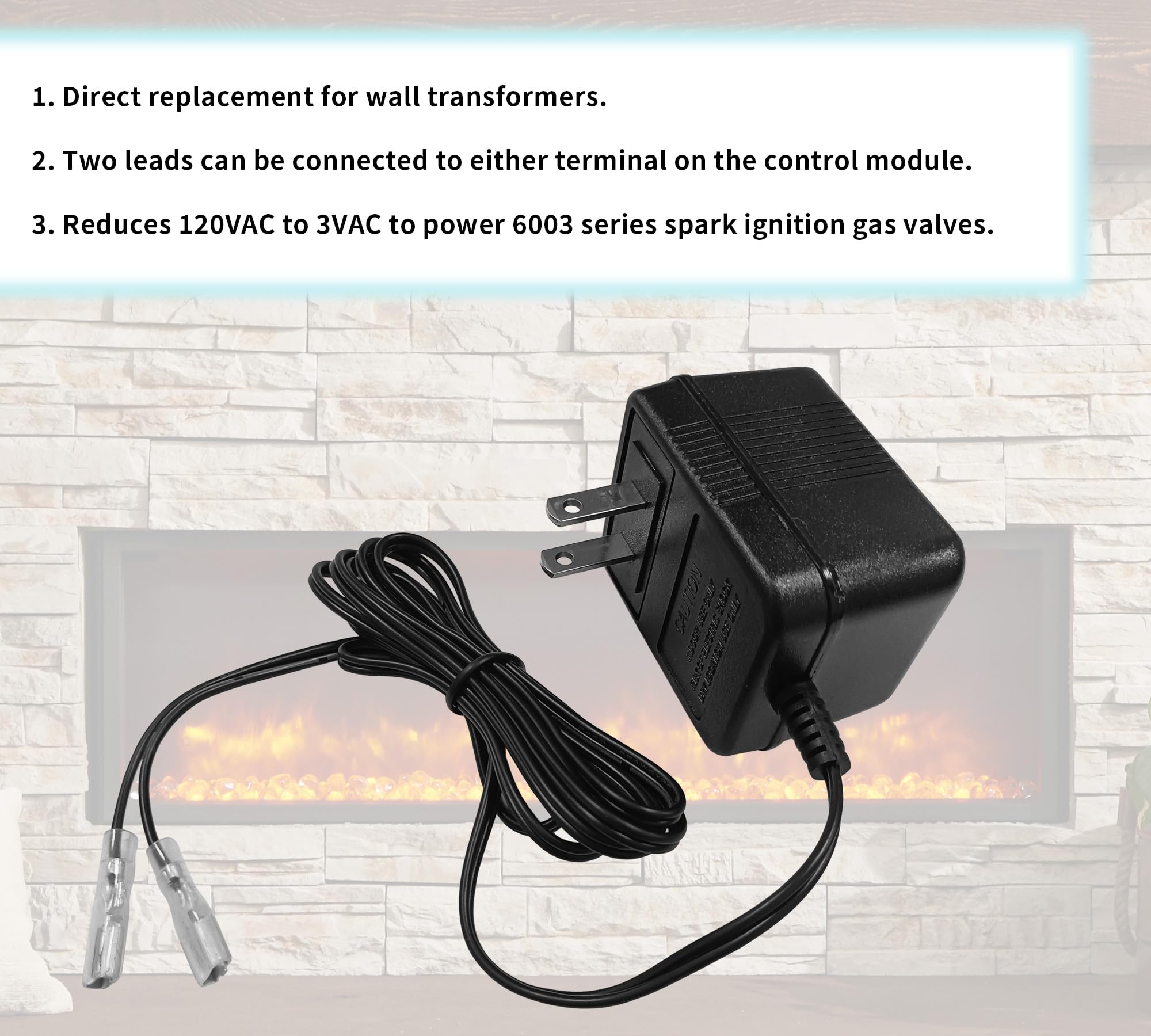 jiooyy 3V AC Power Adapter Compatible with Dexen Fireplace Electronic IPI Pilot Ignition Control Module 593-593, 593-593A, AC593, W707-0002, SRV593-593, 351, HPC351