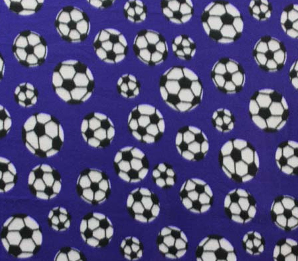 Polar Fleece Fabric Anti Pill Prints *Soccer Ball Violet* / 60" Wide/Sold by The Yard N-311