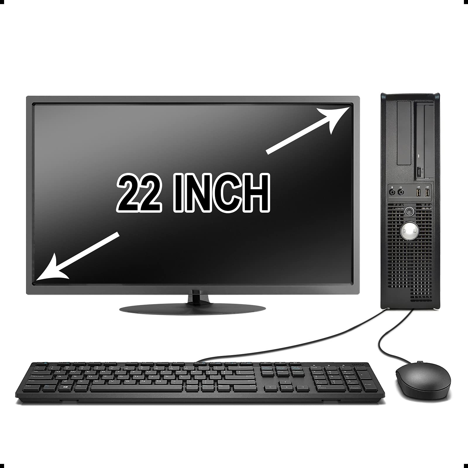 Dell Desktop Complete Computer Package with Windows 10 Home C2D 2.2G, 4G, 160G, DVD,W10H64,WIFI, 22 LCD (Brand May Vary) (Renewed) (4G/160G+22inLCD)