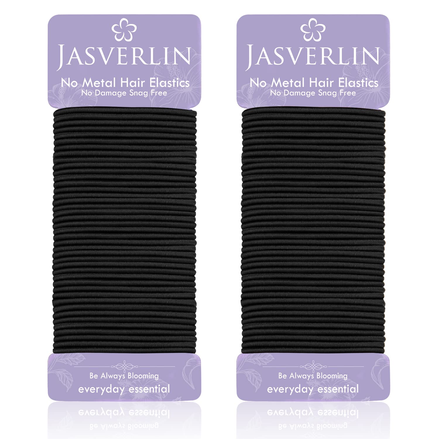 JASVERLIN Small Hair Elastics, Black Hair Ties Ponytail Holder Fine Thin Medium Hair No Pull Long Lasting Braid Hair Styling Rubber Bands for Women 8-14 Girl Men 2mm 80 Pieces (Black)
