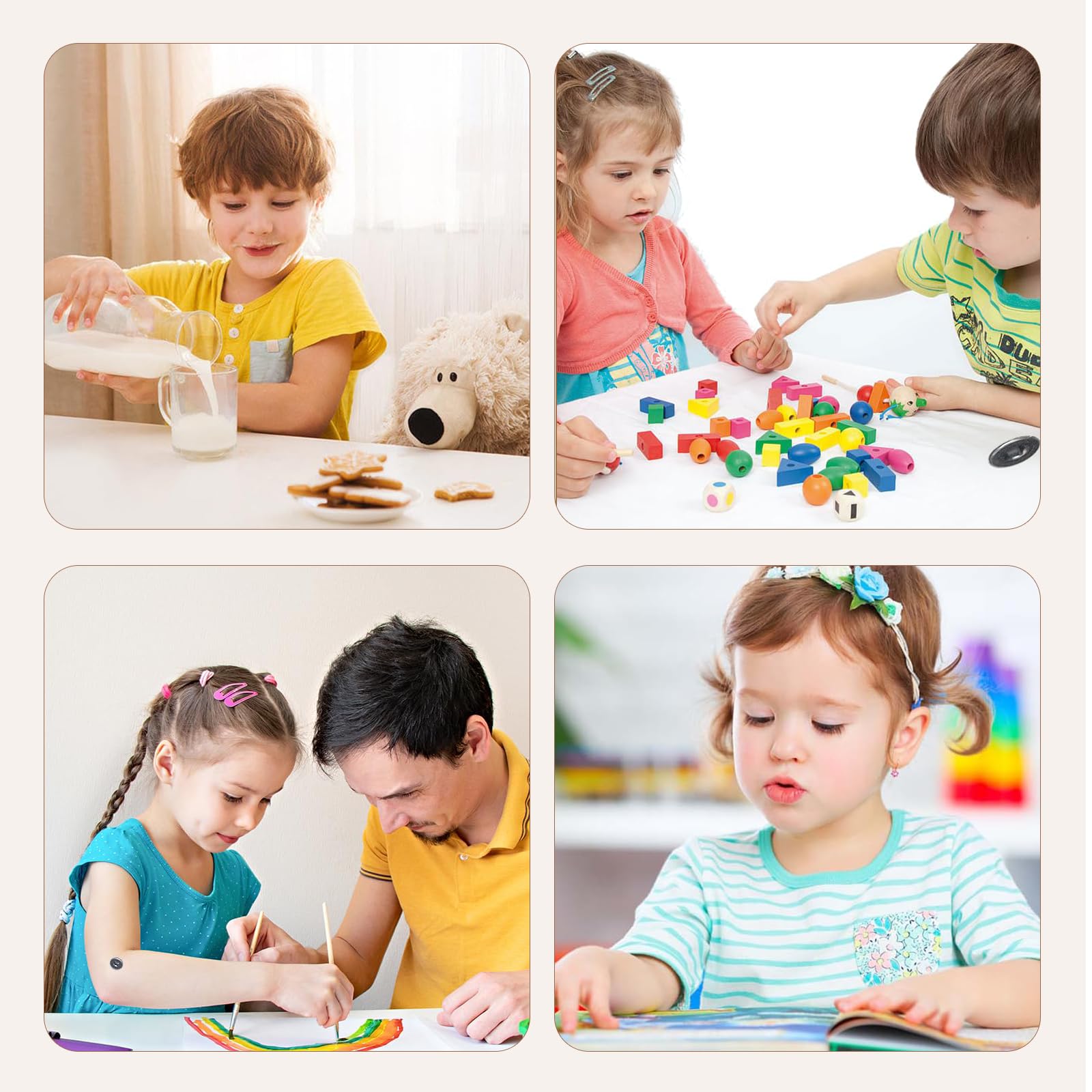 icnjdMopclean Montessori Weaning Table and Chair Set-Toddler Table and Chair Set, Solid Wooden Weaning Toddler Dinner Table and Chair Set for Eating, Step Stool, Reading, Snack Time