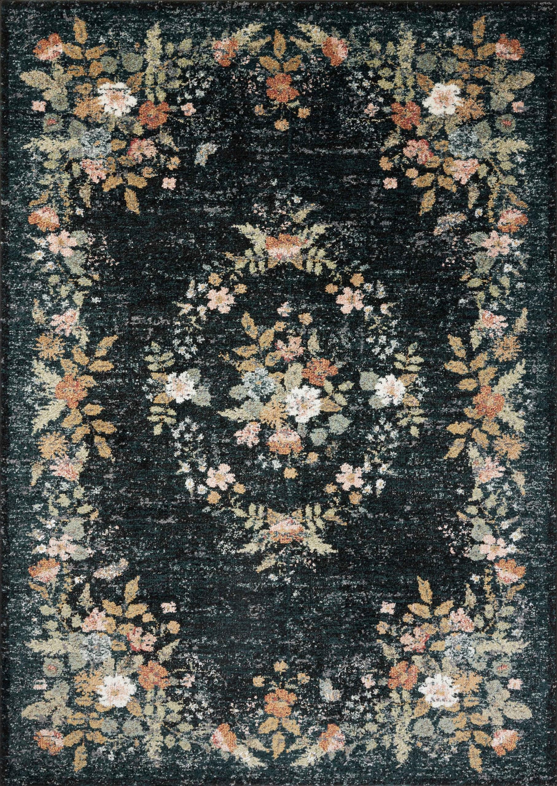 Loloi Rifle Paper Co. x Laurel Black 5'-3" x 7'-8" Area Rug