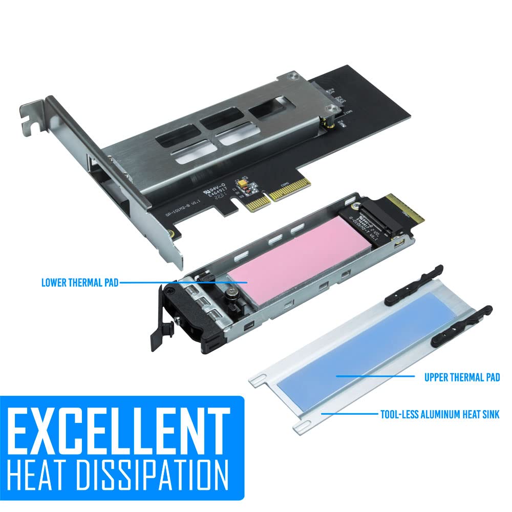 Kingwin M.2 Nvme SSD to PCIe 3.0/4.0 Removable SSD Mobile Rack for PCIe Expansion Slot Tool-Less Installation and Triangle Key Lock