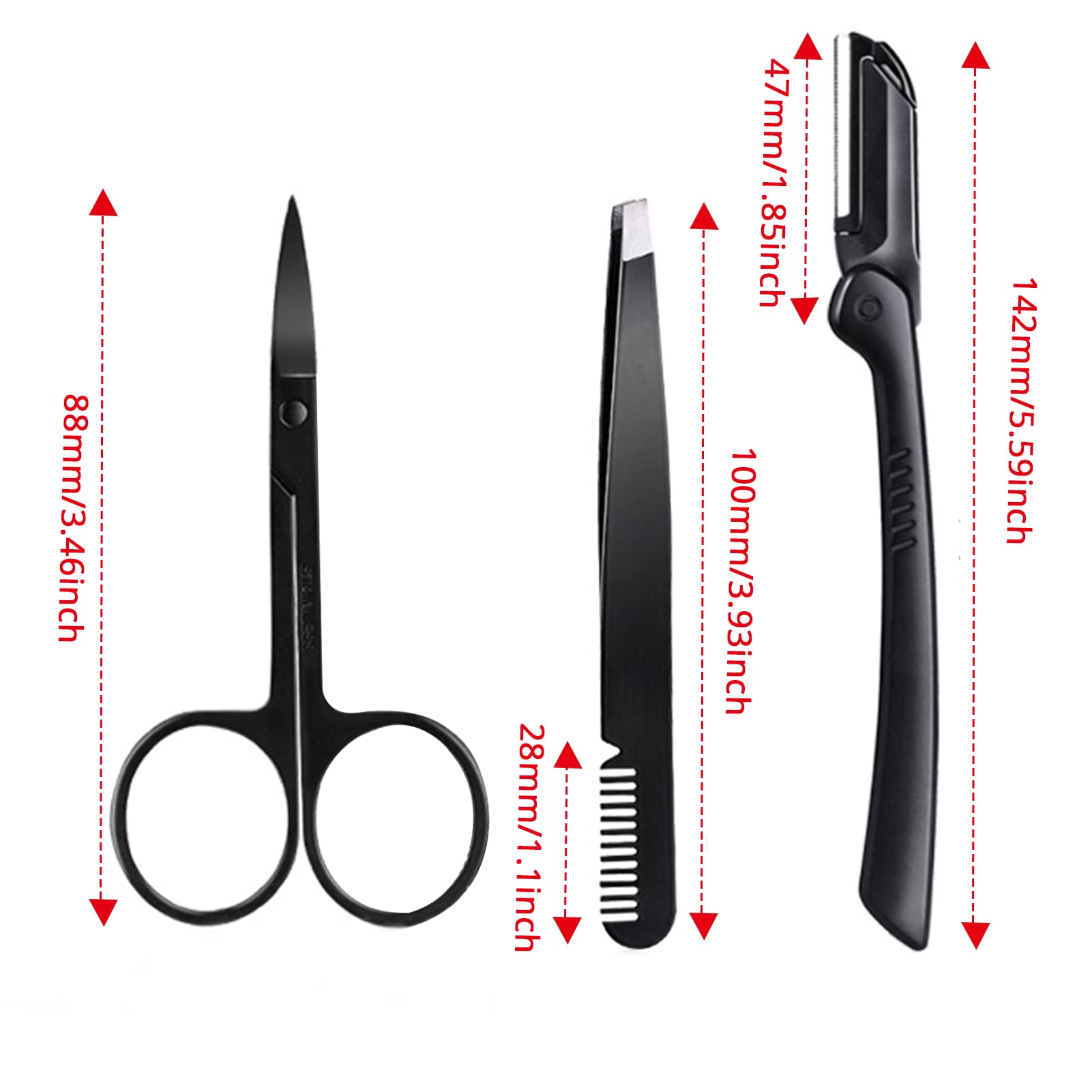 Jawflew Eyebrow Razor, 3 in 1 Eyebrow Kit, Eyebrow Trimmers Set for Women and Men, Including Brow Razors Trimmer, Eyebrow Comb, Eyebrow Scissors