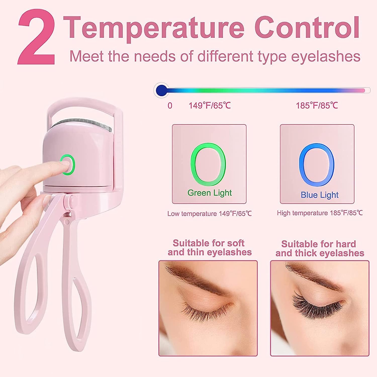 Heated Eyelash Curler Medaduo Electric Rechargeable Eyelash Curlers, Quick Natural Curling Eye Lashes Curler with 2 Heating Modes, Handheld Eyelash Heated Curler for Long-Lasting,Safe to Lift Lashes