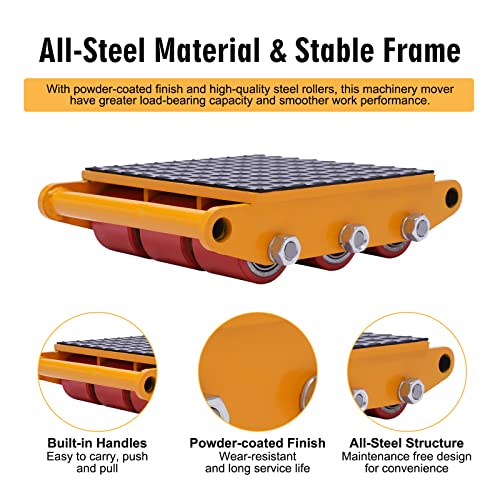 Heavy Duty Machine Dolly Skate Machinery Roller Mover 15t 33000lbs Capacity Cargo Trolley 9 rollen Skates Industrial Machinery Mover Rotating Roller All-Steel Construction Warehousing Transportation