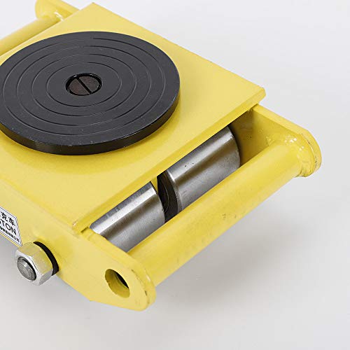 Heavy Duty Machine Dolly Skate Machinery Roller Mover Cargo Trolley 6 Ton 13200lb, w/Steel Rollers Cap 360 Degree Rotation (Yellow)