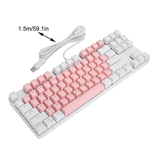 GOWENIC Green Axis Mechanical Keyboard, Gaming Keyboard, Computer Supplies, USB Wired Backlight Double Color 87 Button Count, for Laptop, Desktop, Computer, PC, Ergonomic Design