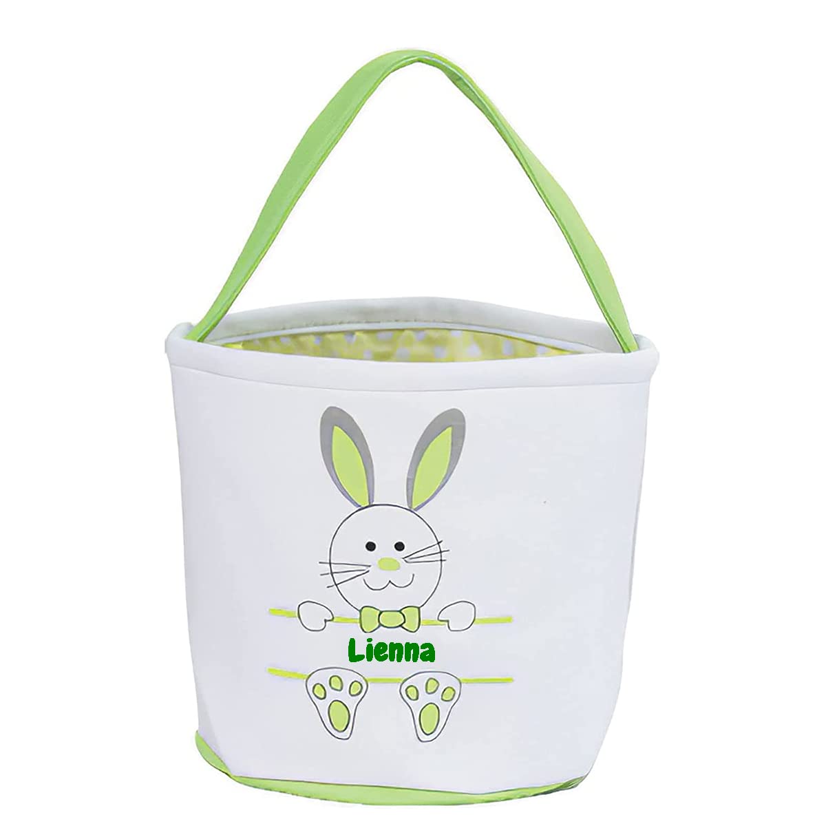 Molikyla Personalized Easter Basket Custom with Name for Boys Girls Kids Customized Easter Gifts Canvas Cotton Buckets, Blue, one size